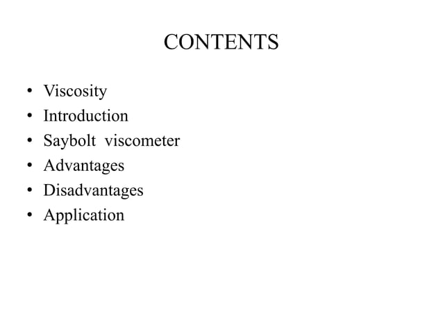 saybolt viscometer | PPTX | Physics | Science
