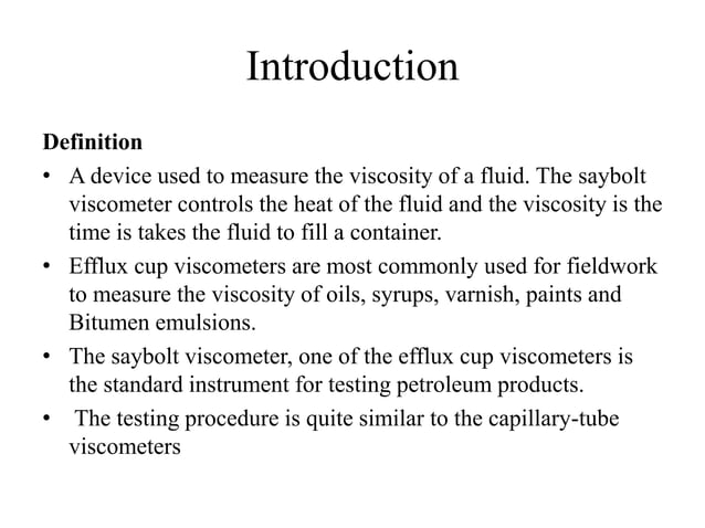 saybolt viscometer | PPTX | Physics | Science