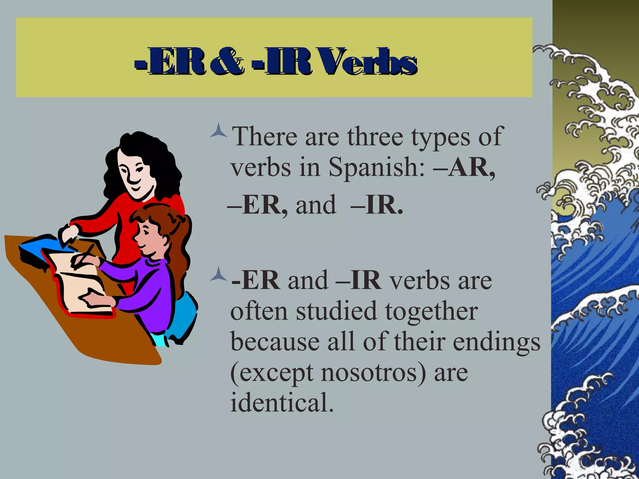 Er and ir Spanish verbs in the present tense | PPT