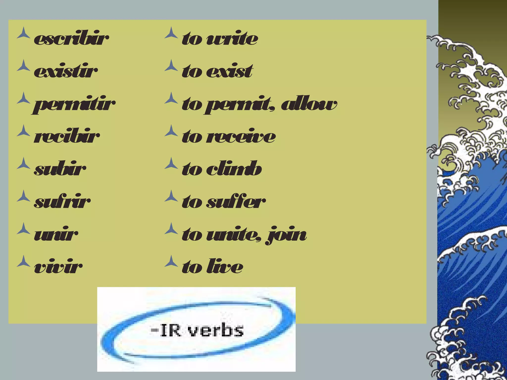 Er and ir Spanish verbs in the present tense | PPT