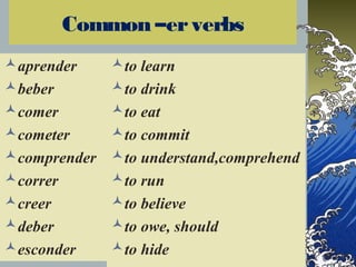 Er and ir Spanish verbs in the present tense | PPT