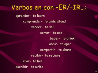 Los verbos regulares_ER and Ir verbs present tense | PPT