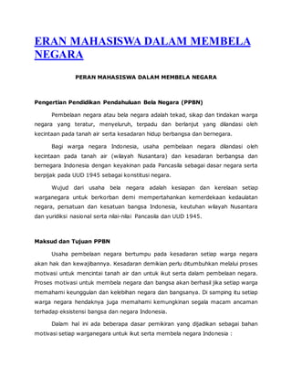 Eran mahasiswa dalam membela negara | DOCX