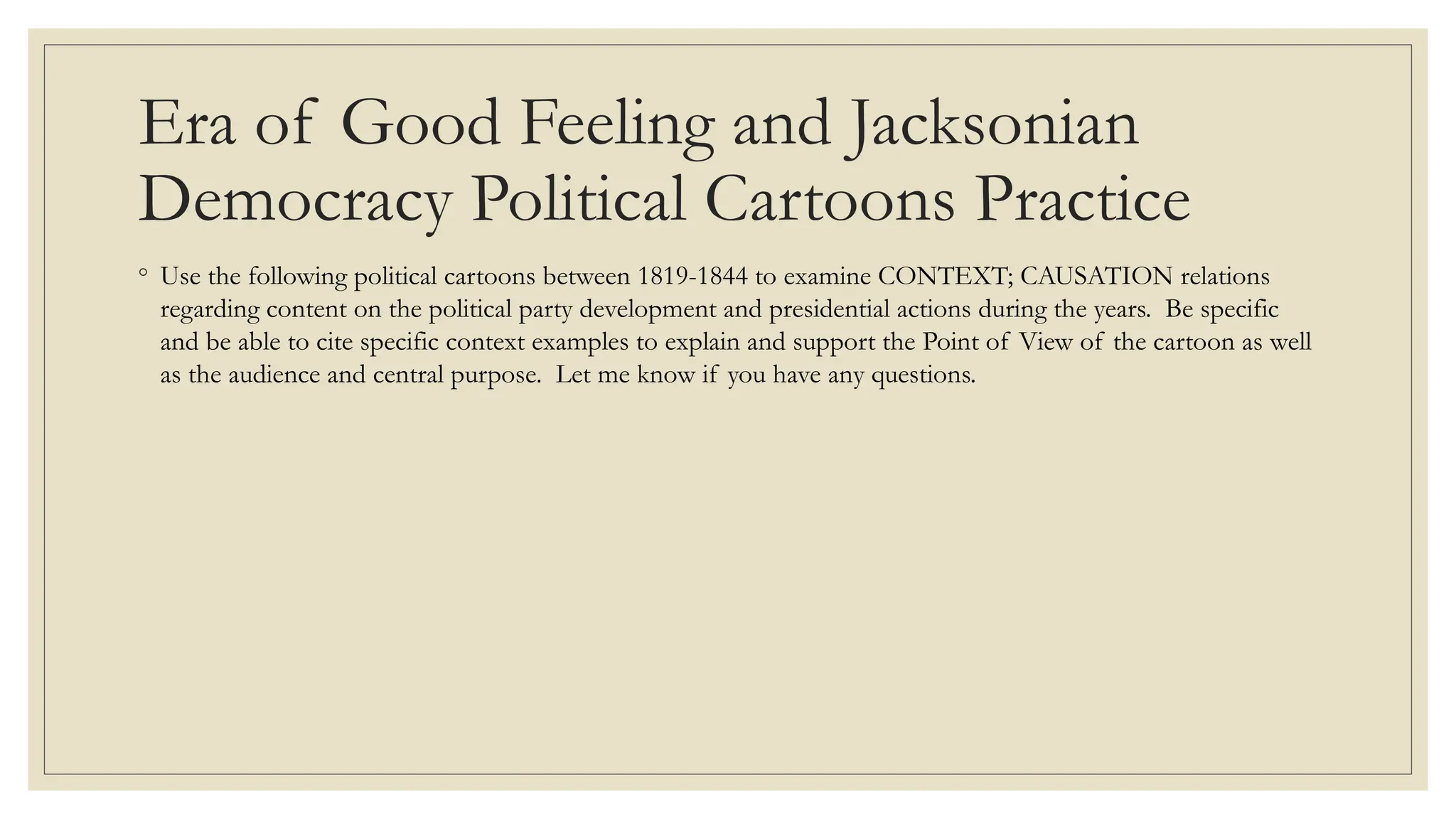 Era of Good Feeling AND Jacksonian Democracy with Stimulus Political ...