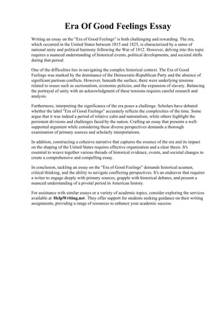 Era Of Good Feelings Essay. PPT - Era of Good Feelings: 1815-1829 ...