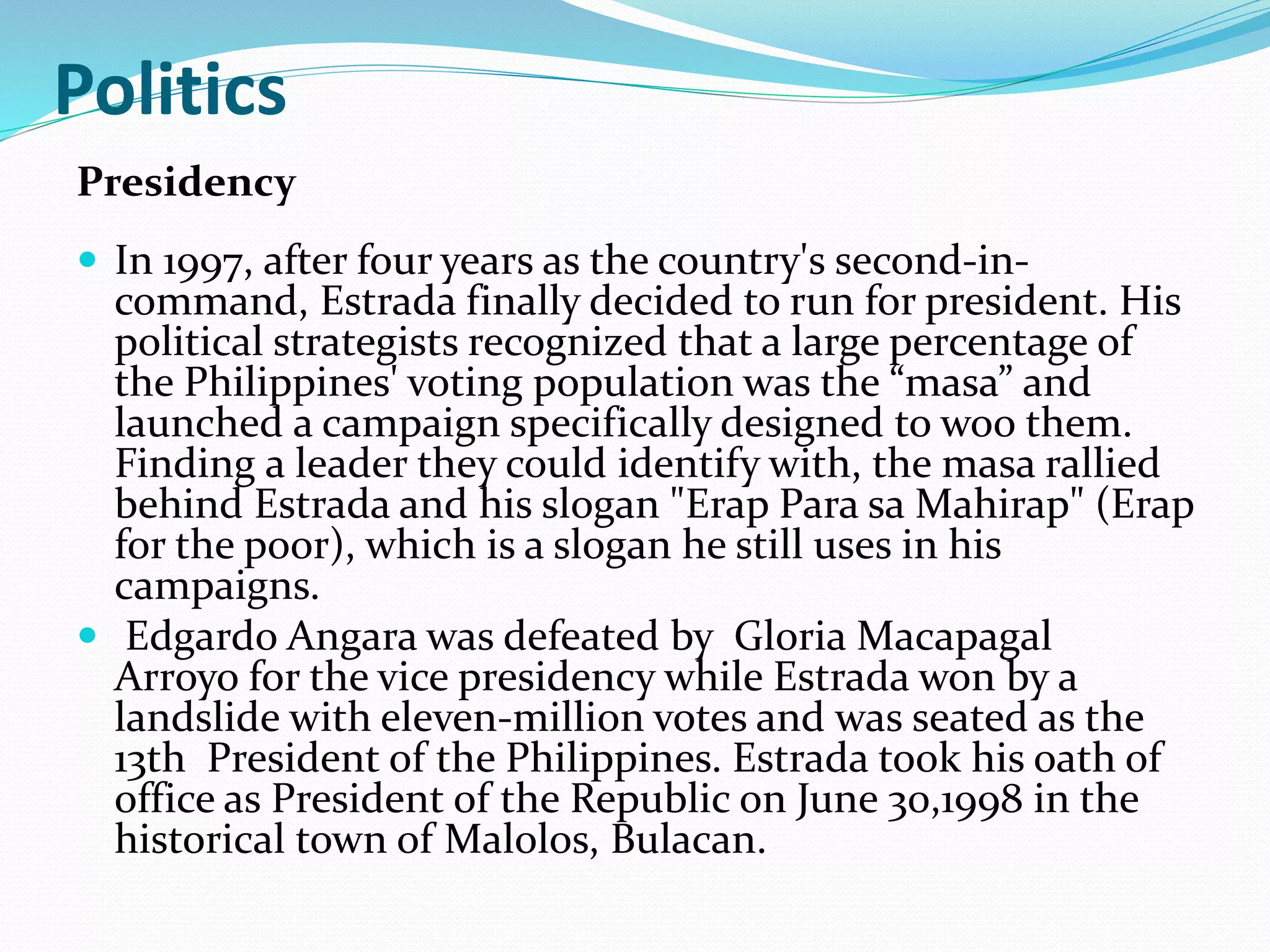 Erap political theories & processes | PPTX