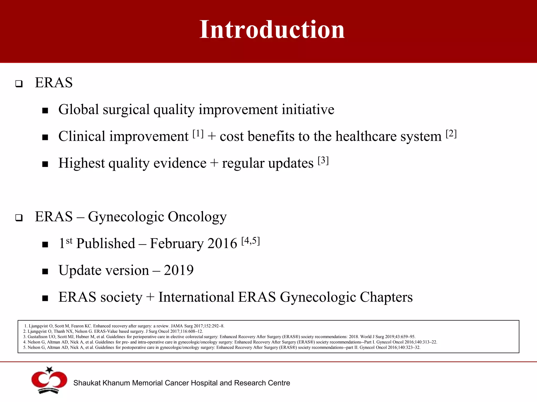 ERAS Gynecologic Oncology (2019).pptx | Cancer | Diseases and Conditions