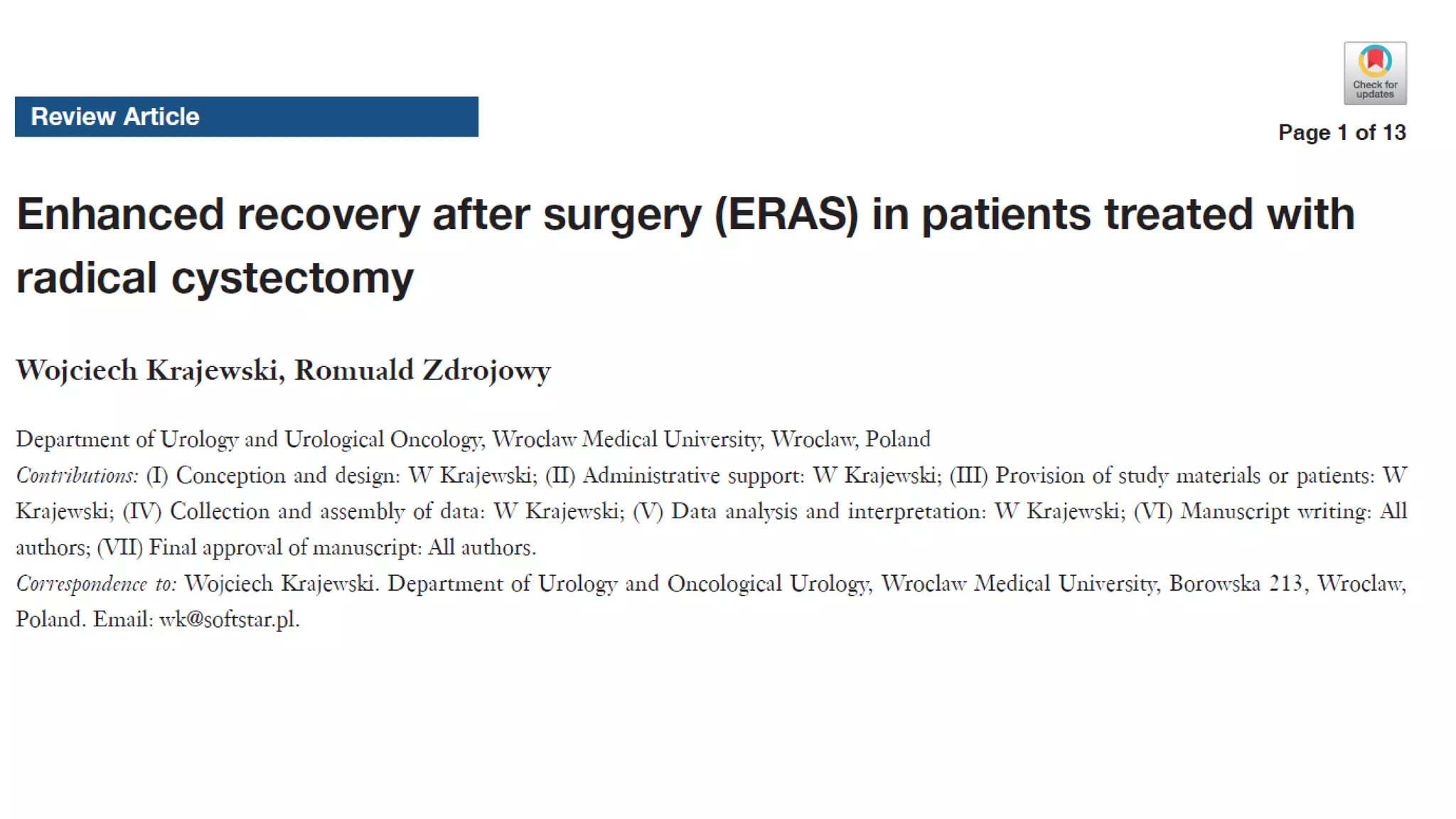 Eras in radical cystectomy | PPTX