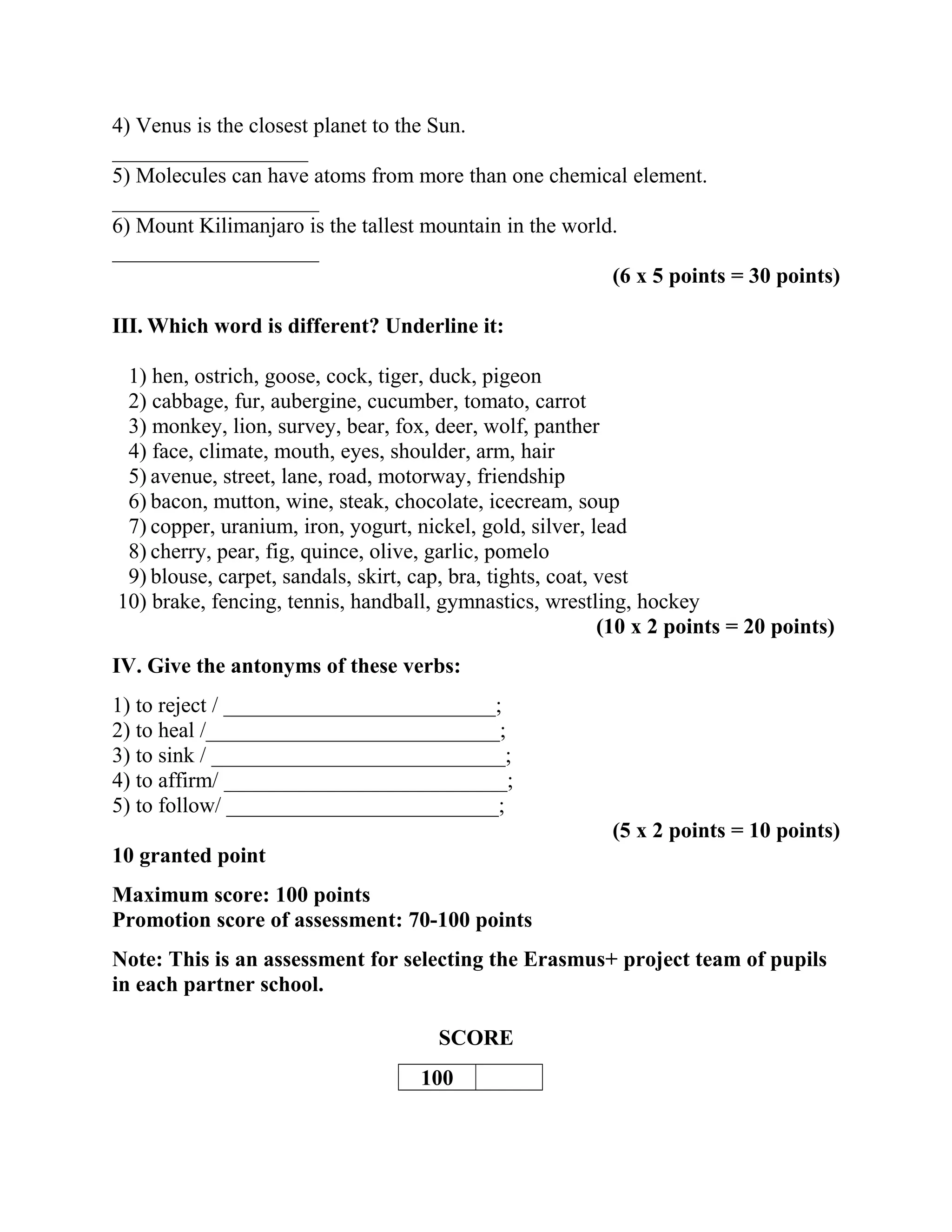 Erasmus Assessment Test of Science Knowledge for Teachers | DOC