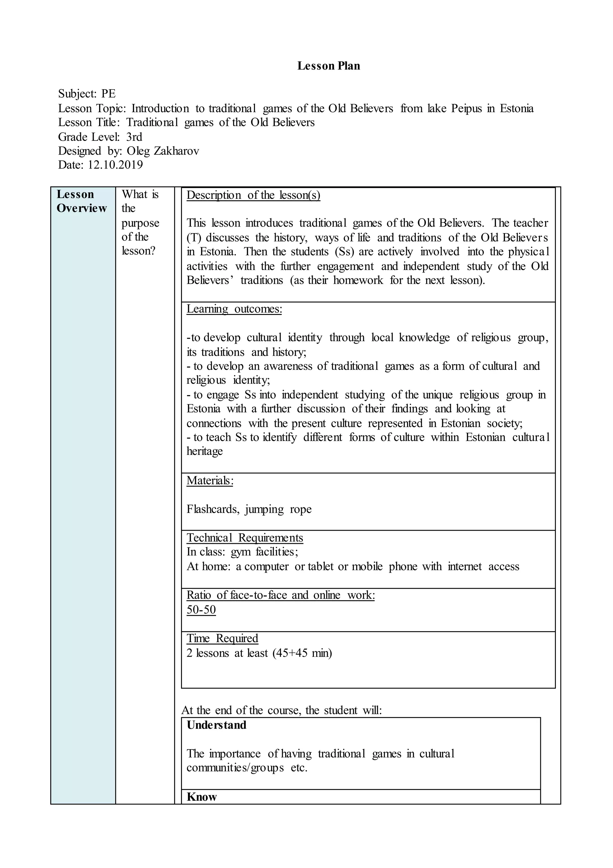 Erasmus+ Cliche Lesson plan about traditional games of the Old ...