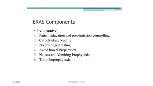 Enhanced Recovery after Anesthesia: ERAS PRESENTATION .pptx