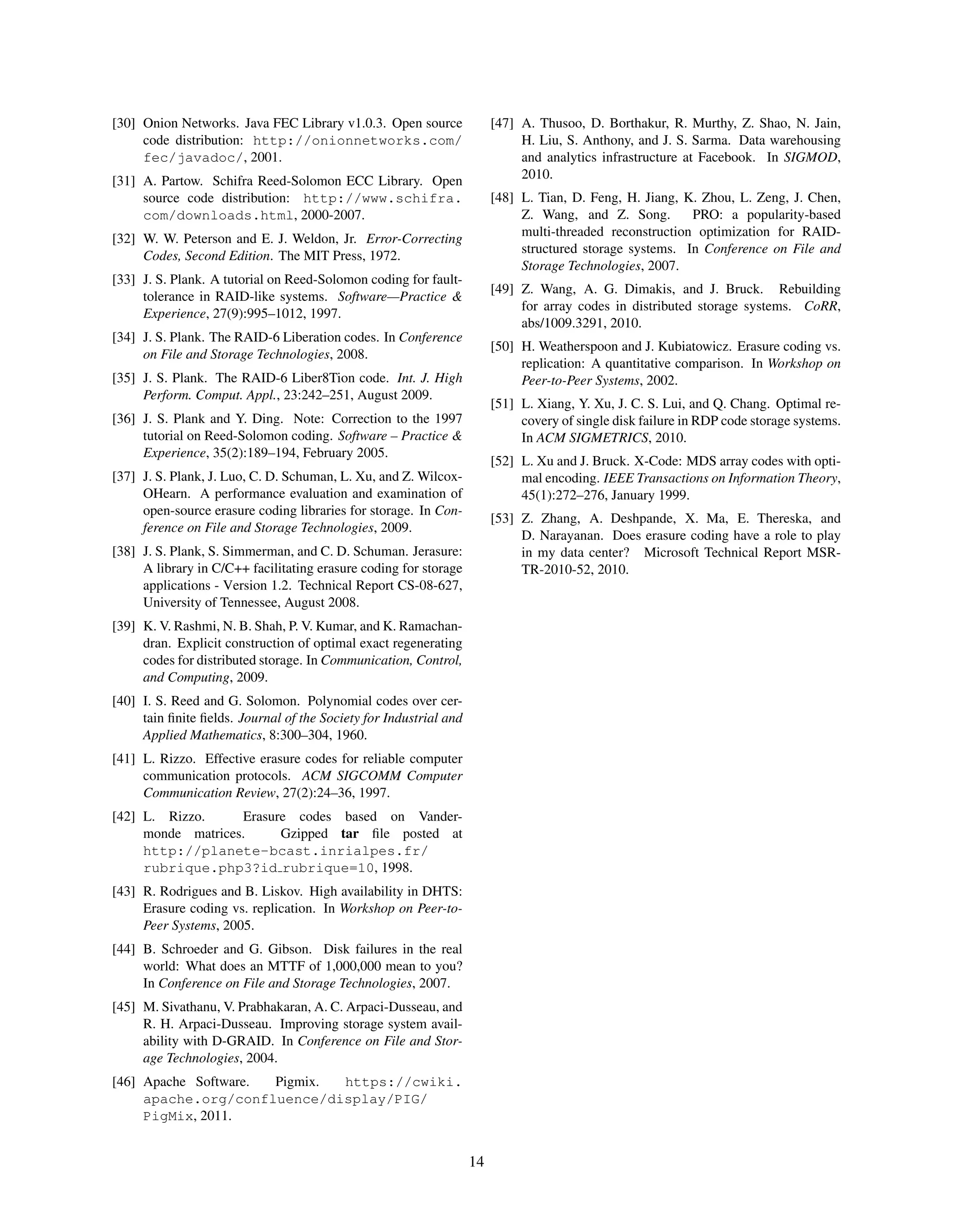 Erasure codes fast 2012 | PDF