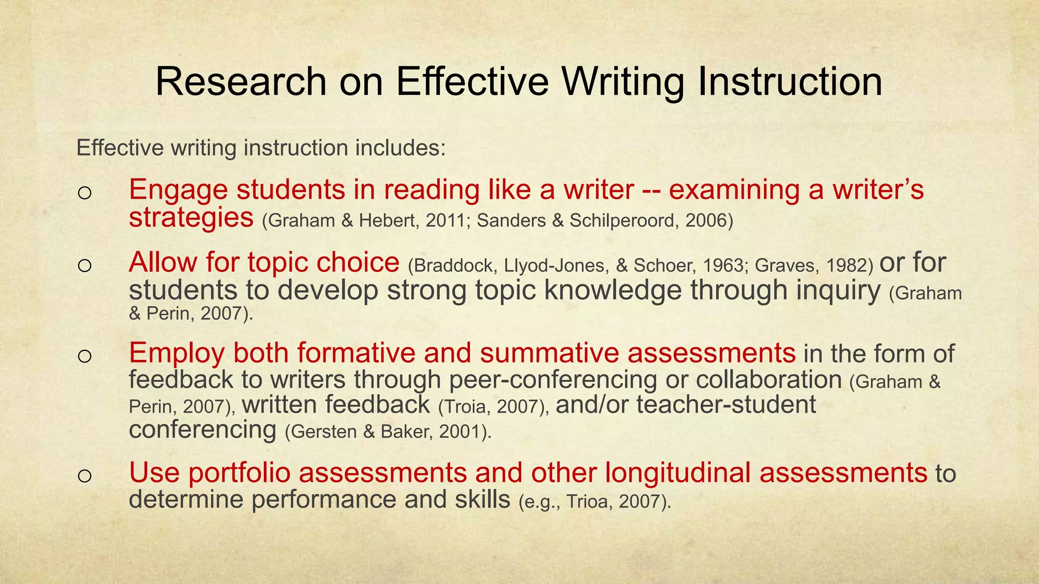 What Does Effective Writing Instruction Look Like? Practices of ...