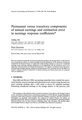 Permanent versus transitory components of annual earnings and ...
