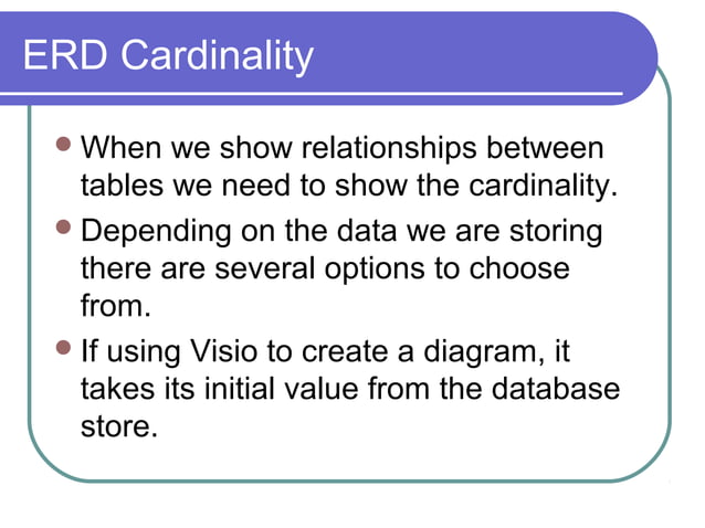Erd cardinality | PPT | Databases | Computer Software and Applications