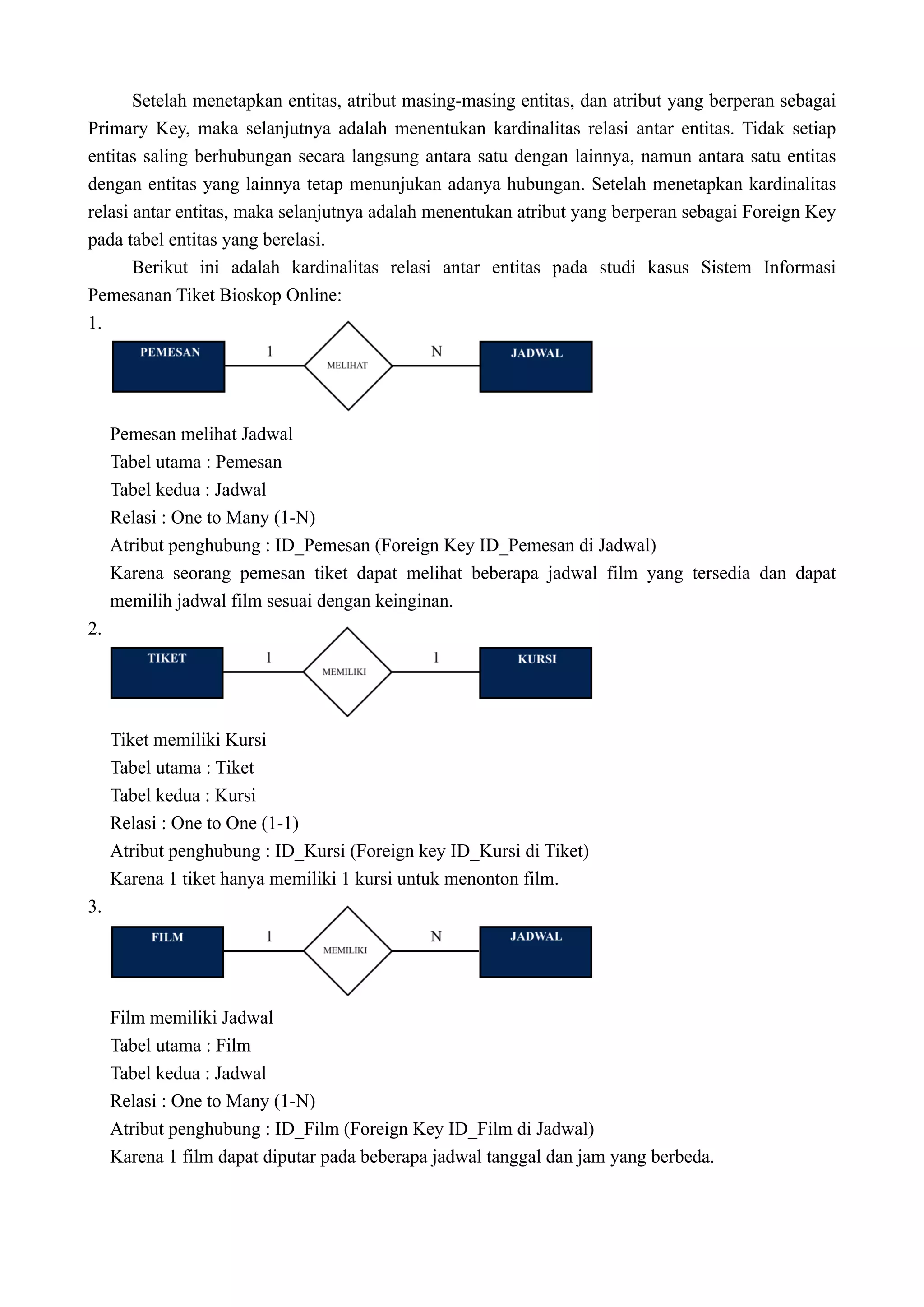 ERD Sistem Informasi Pemesanan Tiket Bioskop Online | PDF