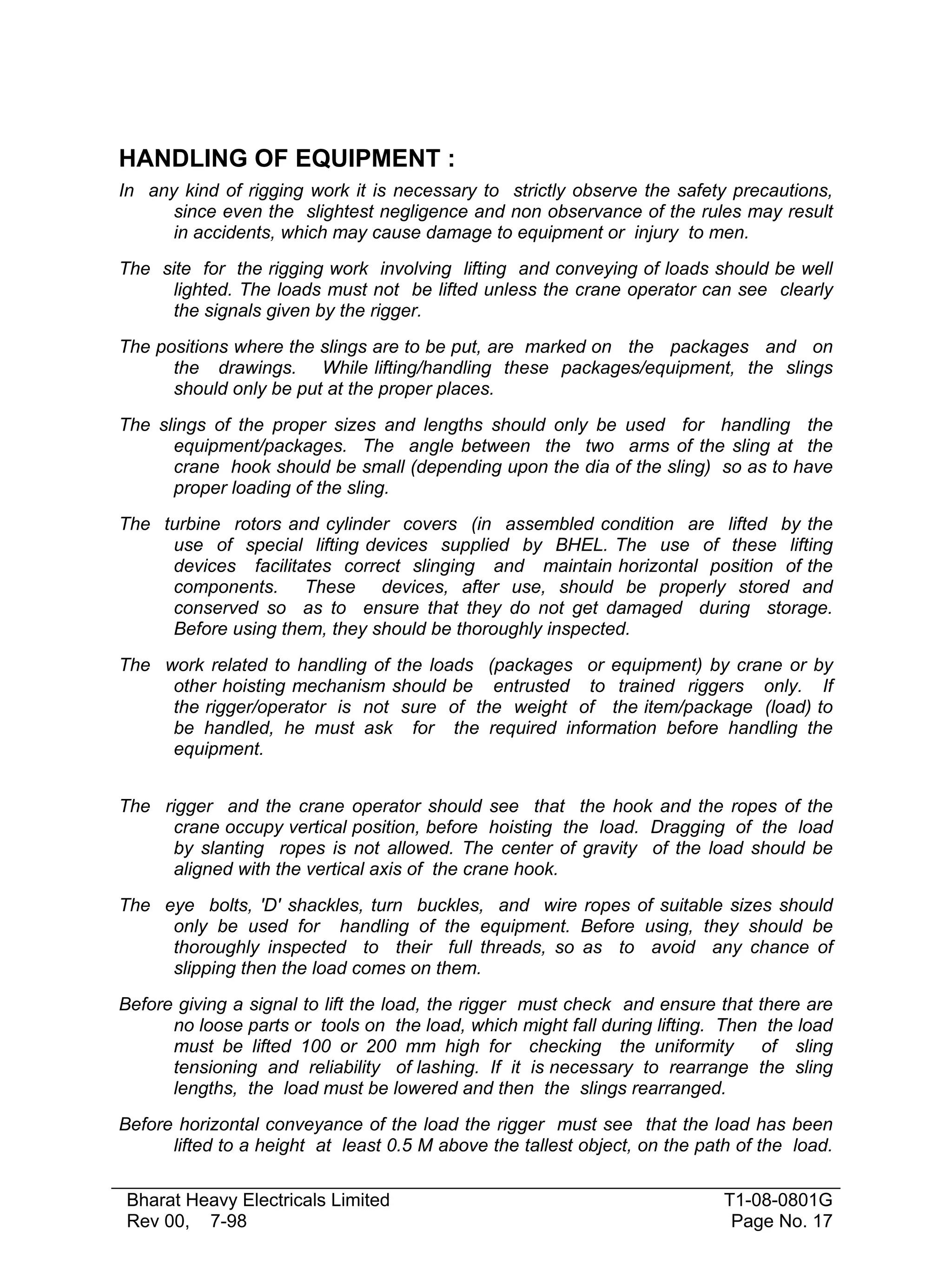 Ere ction manual bhel | PDF