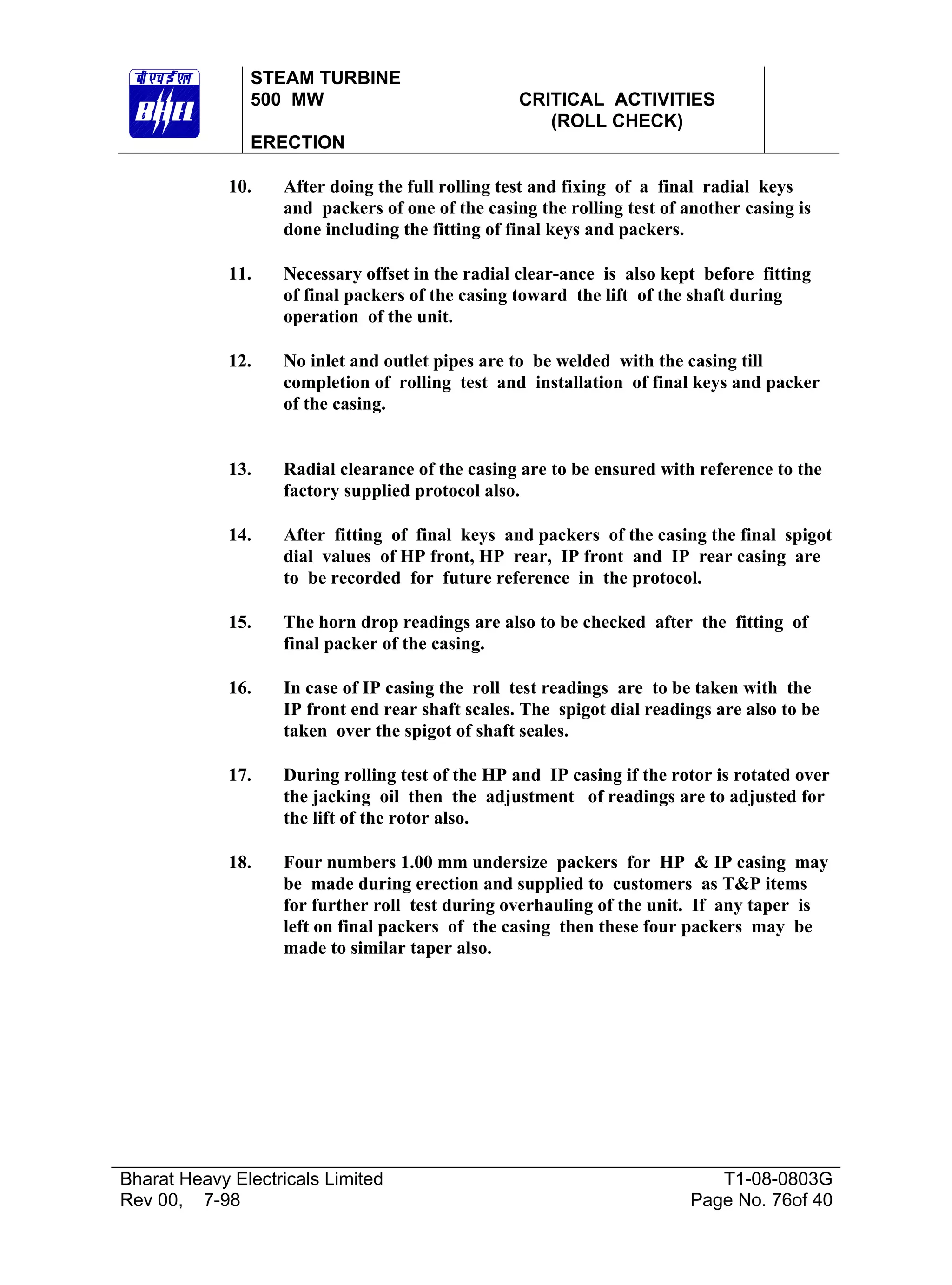 Ere ction manual bhel | PDF