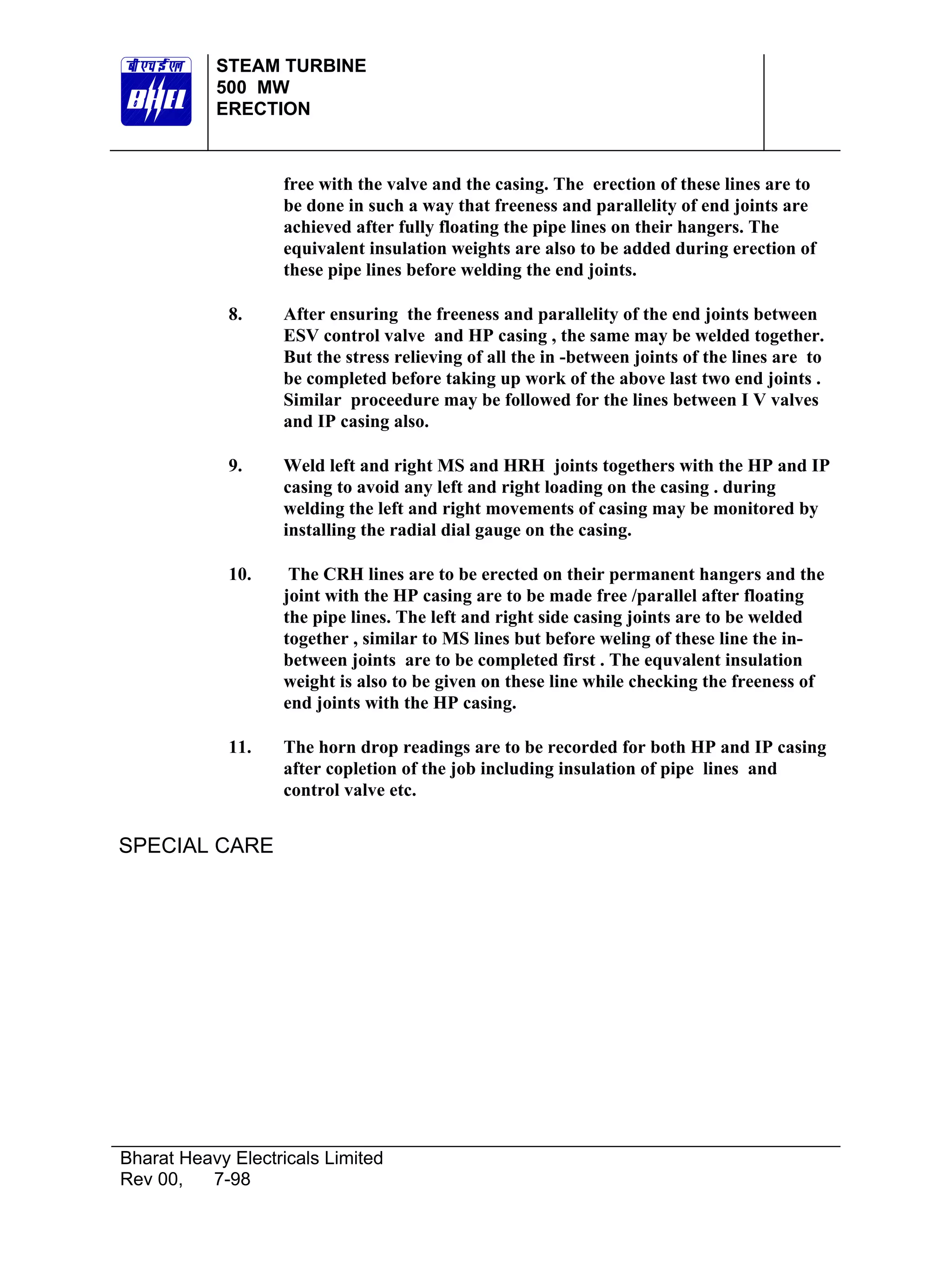 Ere ction manual bhel | PDF