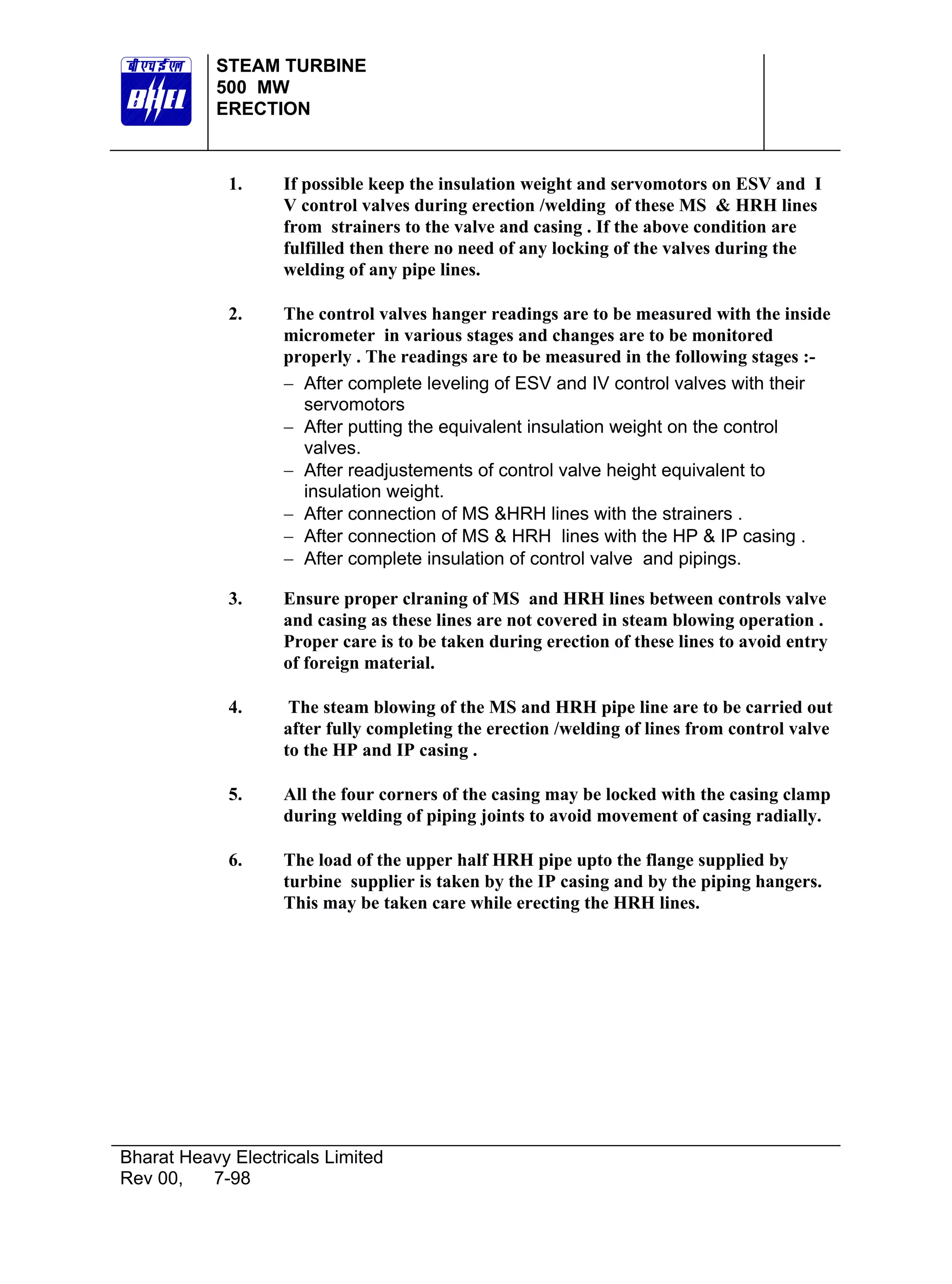 Ere ction manual bhel | PDF