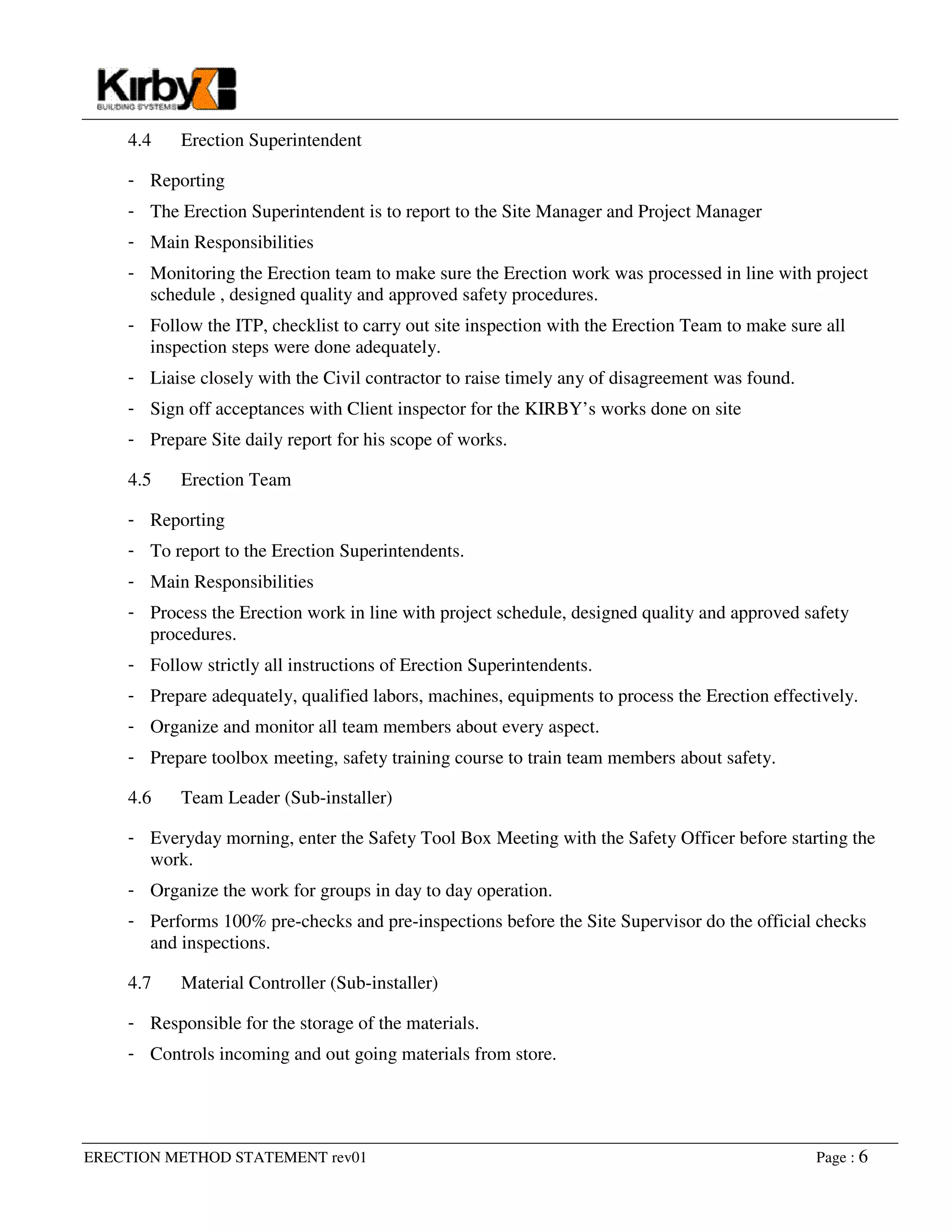 Erection method statement | PDF