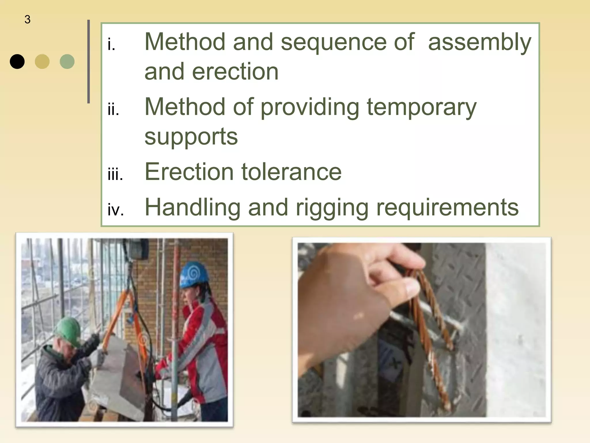 Erection of structural components in precast constructions | PPTX