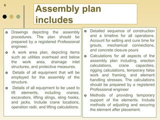 Erection of structural components in precast constructions | PPTX