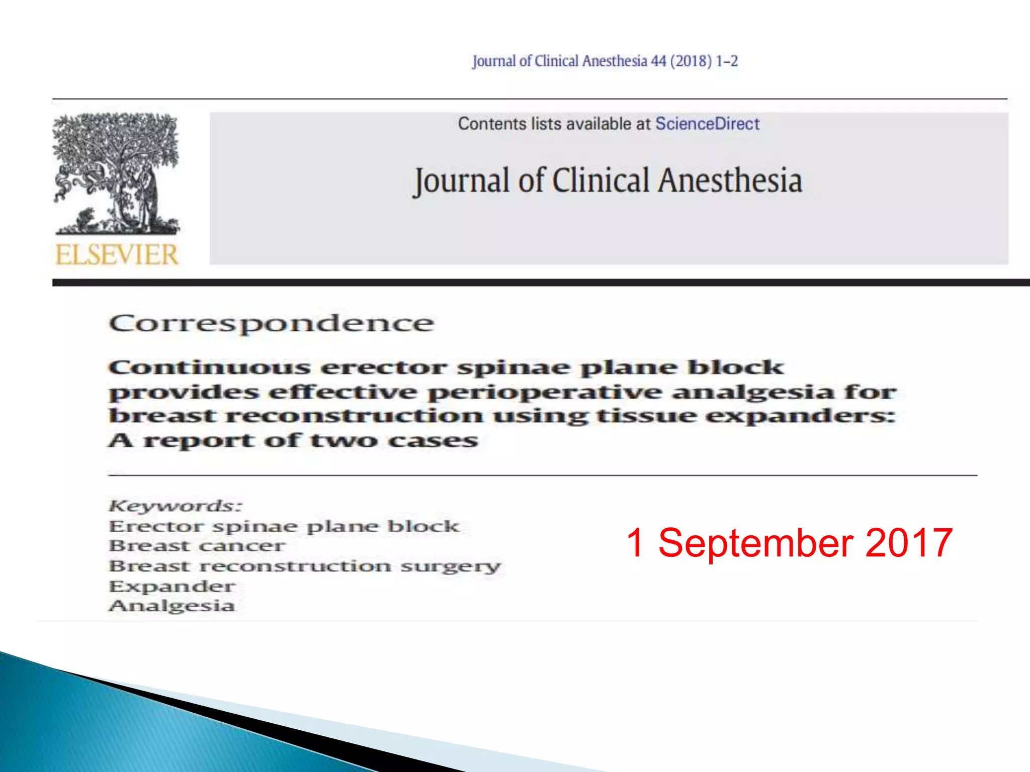 Erector spinae plane block for pain management | PPTX