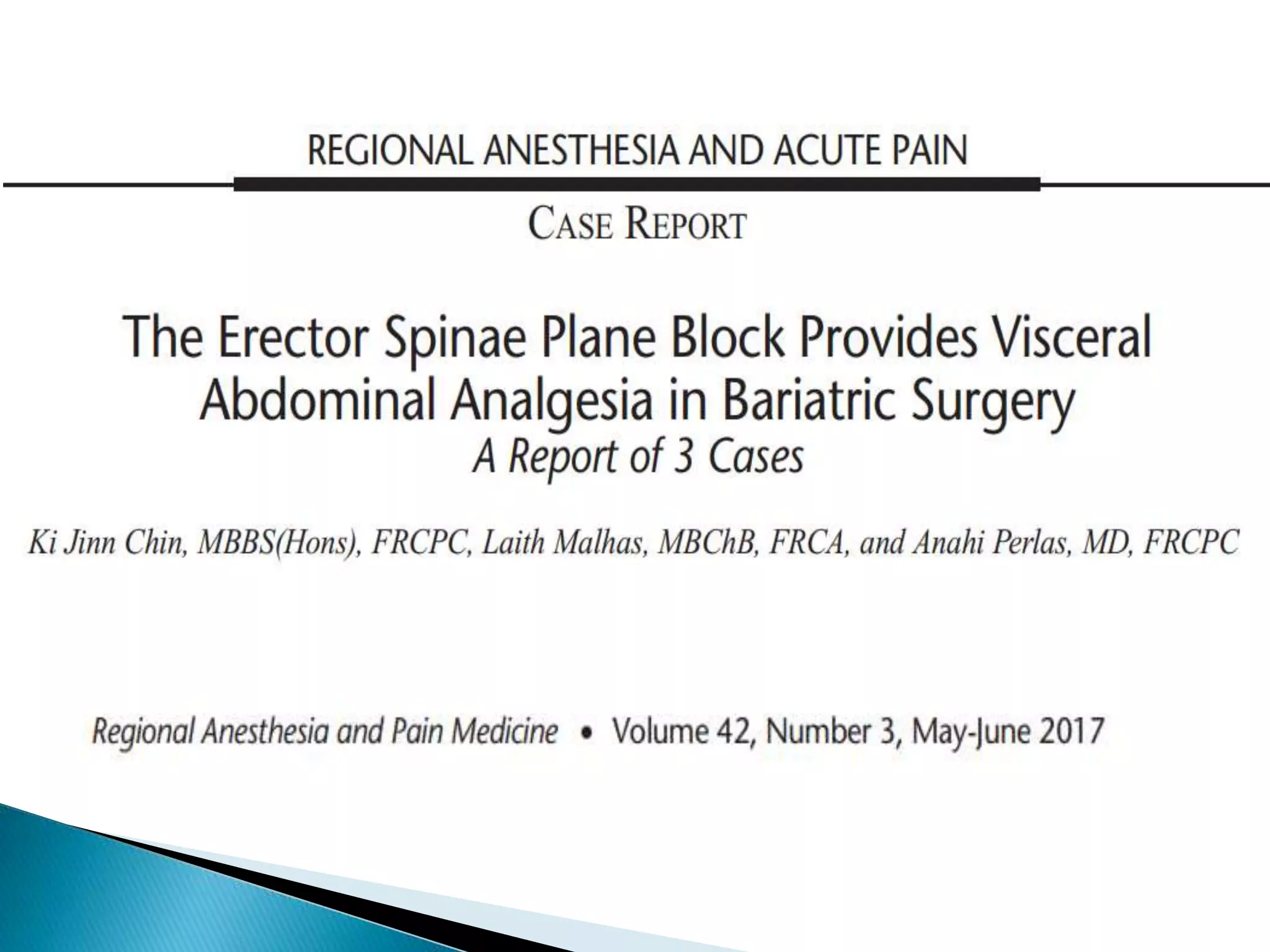 Erector spinae plane block for pain management | PPTX