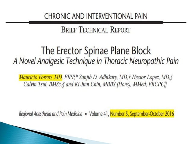 Erector spinae plane block for pain management | PPTX
