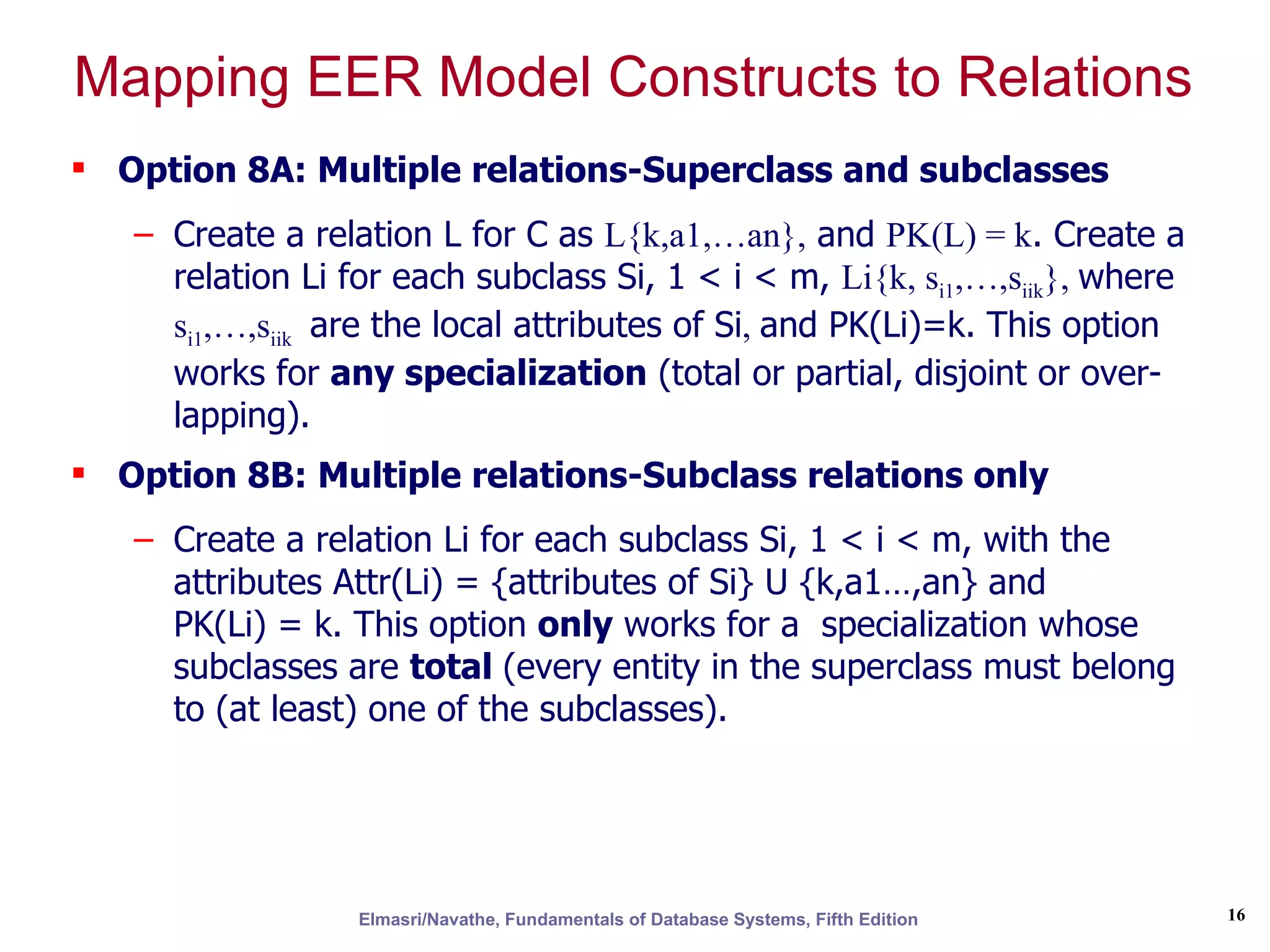 Er And Eer To Relational Mapping Ppt Databases Computer Software
