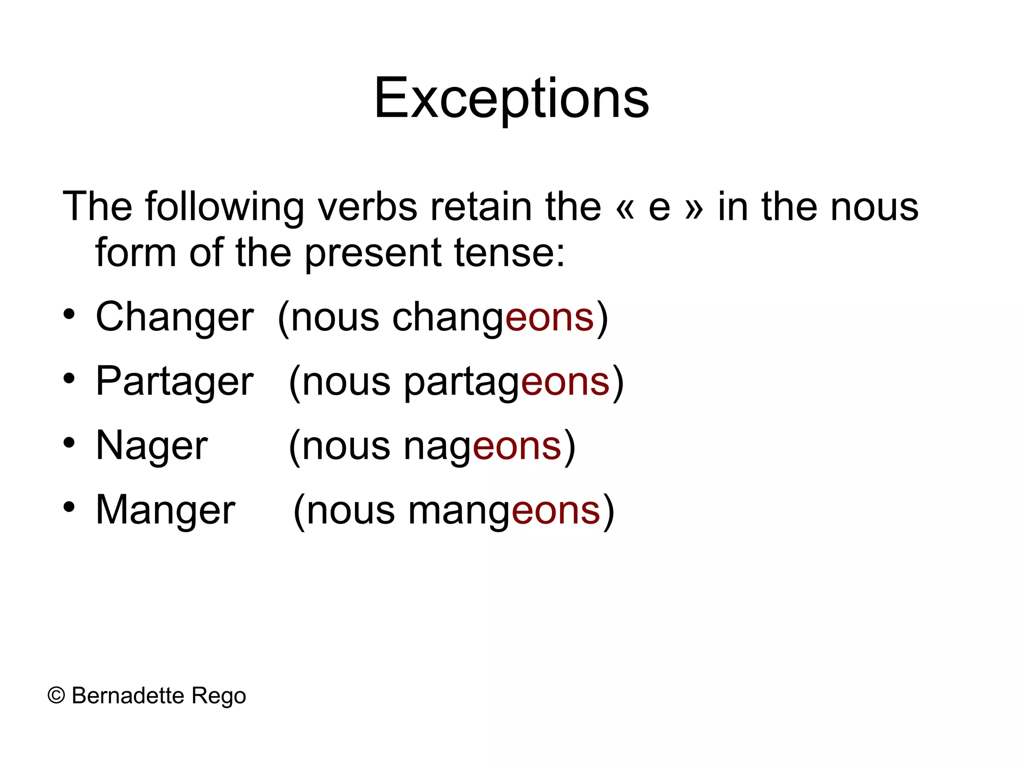 Er ending verbs (present tense) | PPT