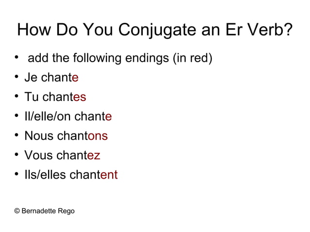 Er ending verbs (present tense) | PPT