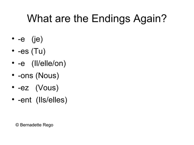 Er ending verbs (present tense) | PPT