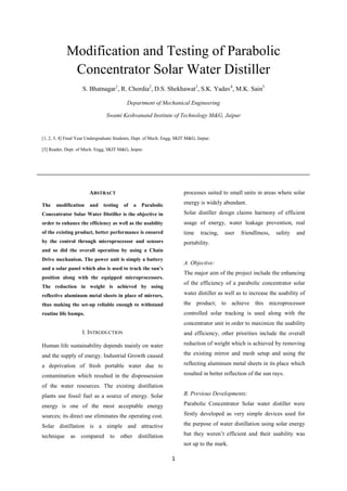 Modification and Testing of Parabolic Concentrator Solar Water ...