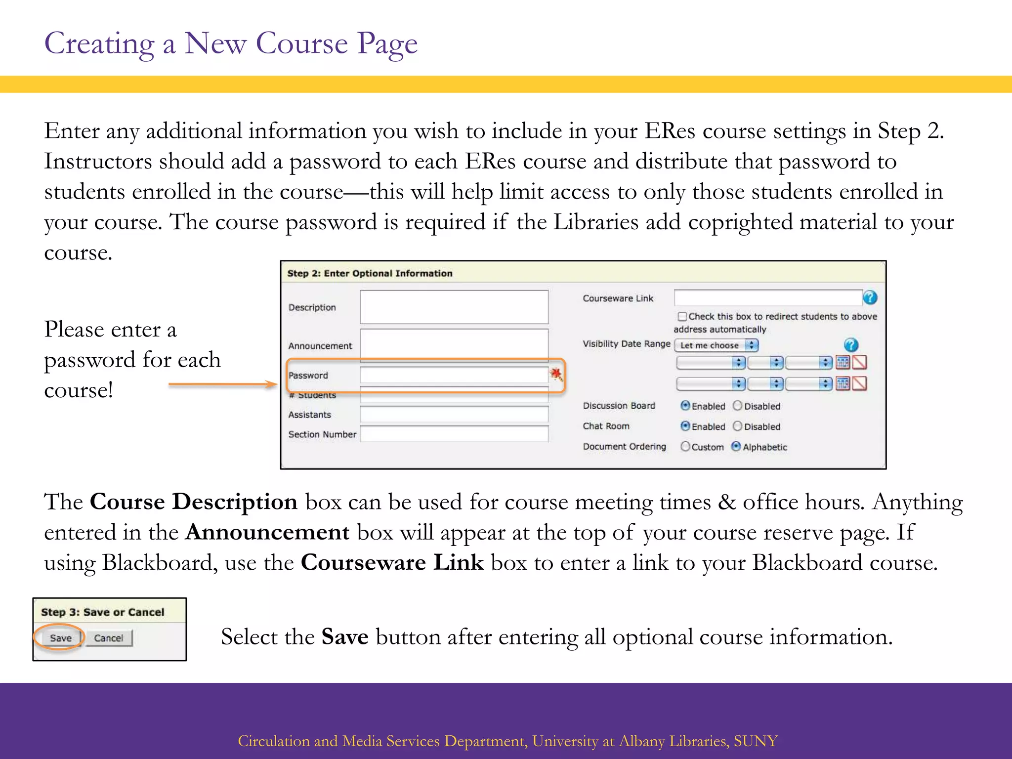 Creating a New ERes Course Page | PPT