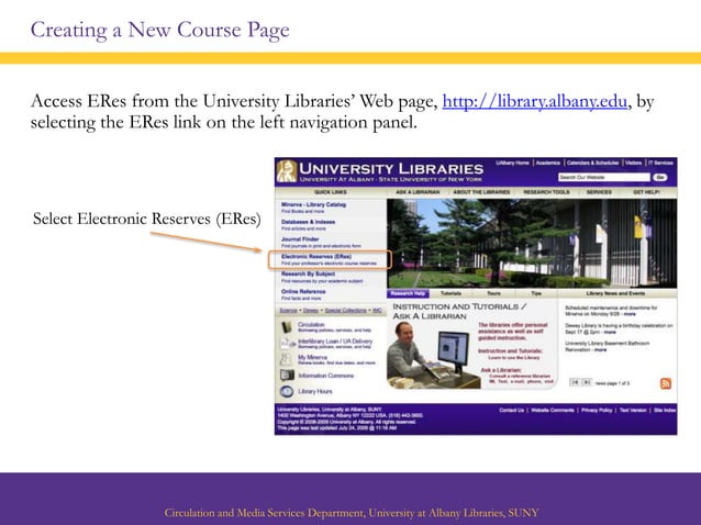 Creating a New ERes Course Page | PPT