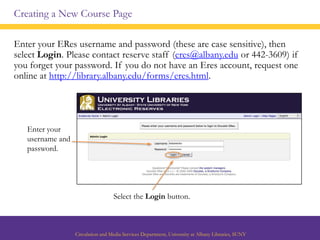 Creating a New ERes Course Page | PPT