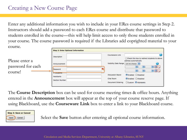 Creating a New ERes Course Page | PPT