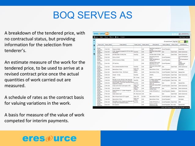Eresource nfra boq management | PPT