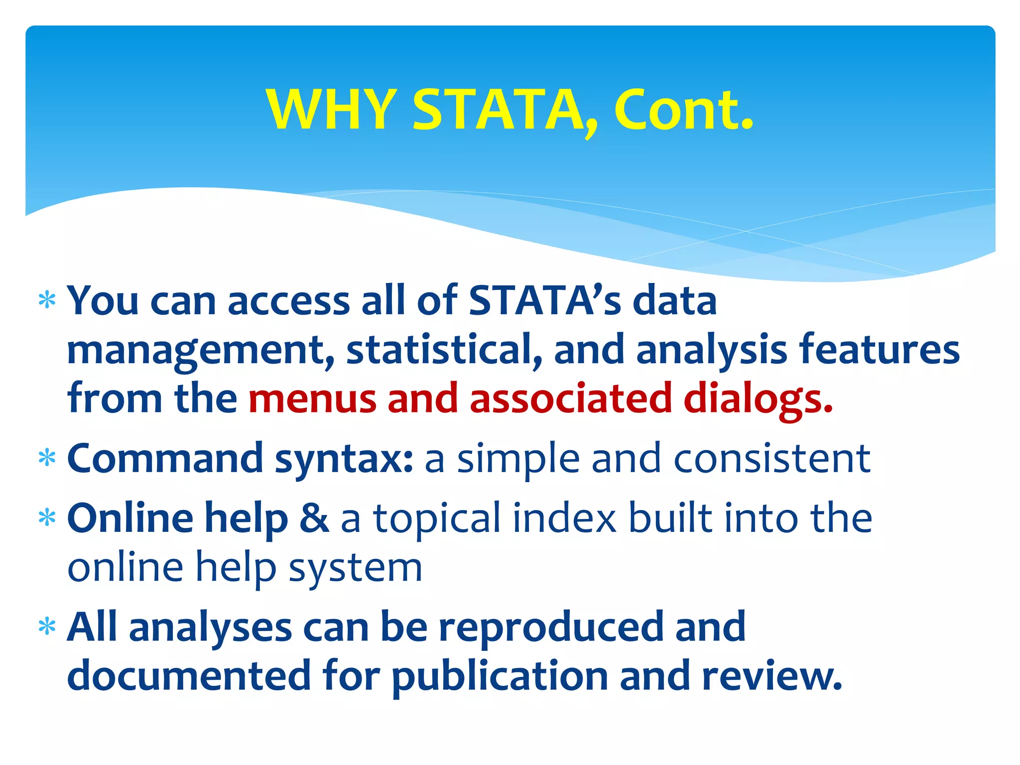 Introduction to STATA - Ali Rashed | PPT