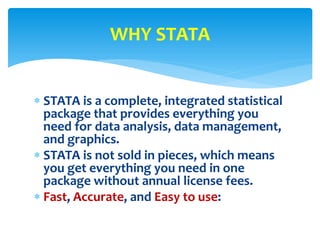 Introduction to STATA - Ali Rashed | PPT