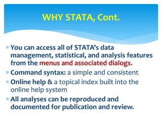 Introduction to STATA - Ali Rashed | PPT