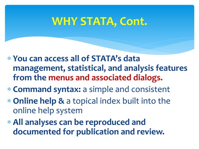 Introduction to STATA - Ali Rashed | PPT