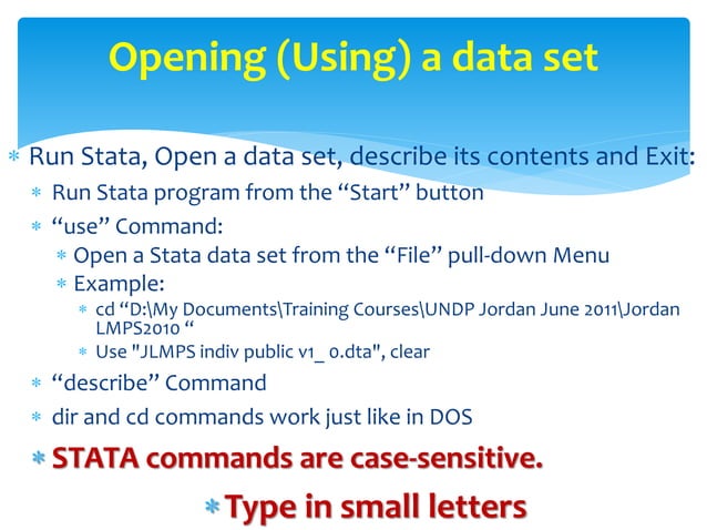 Introduction to STATA - Ali Rashed | PPT