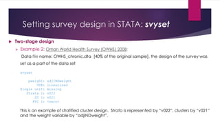 Using STATA in Survey Data Analysis - Niveen El Zayat | PPT