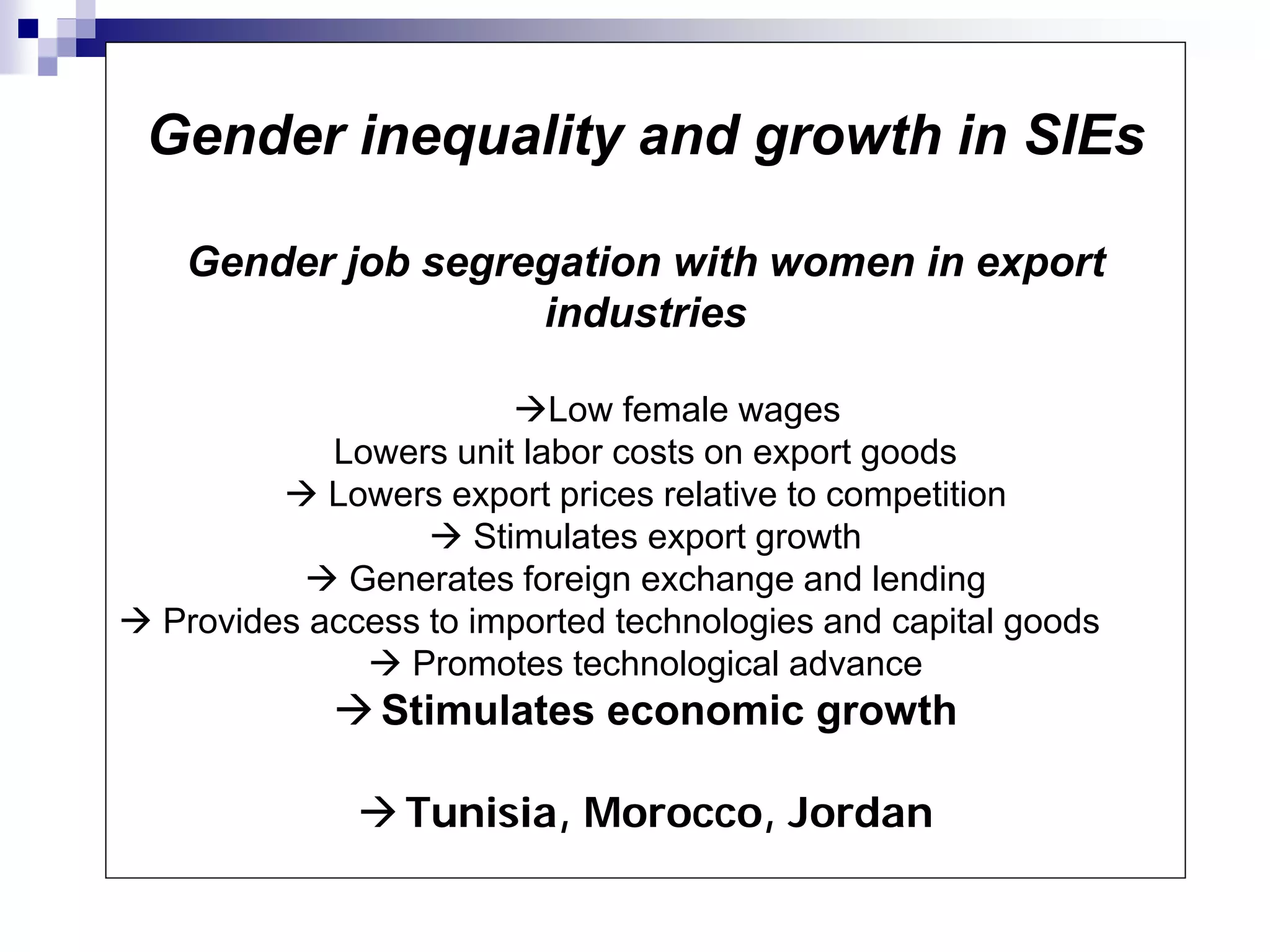 Gender equality matters for economic development and growth: Lessons ...