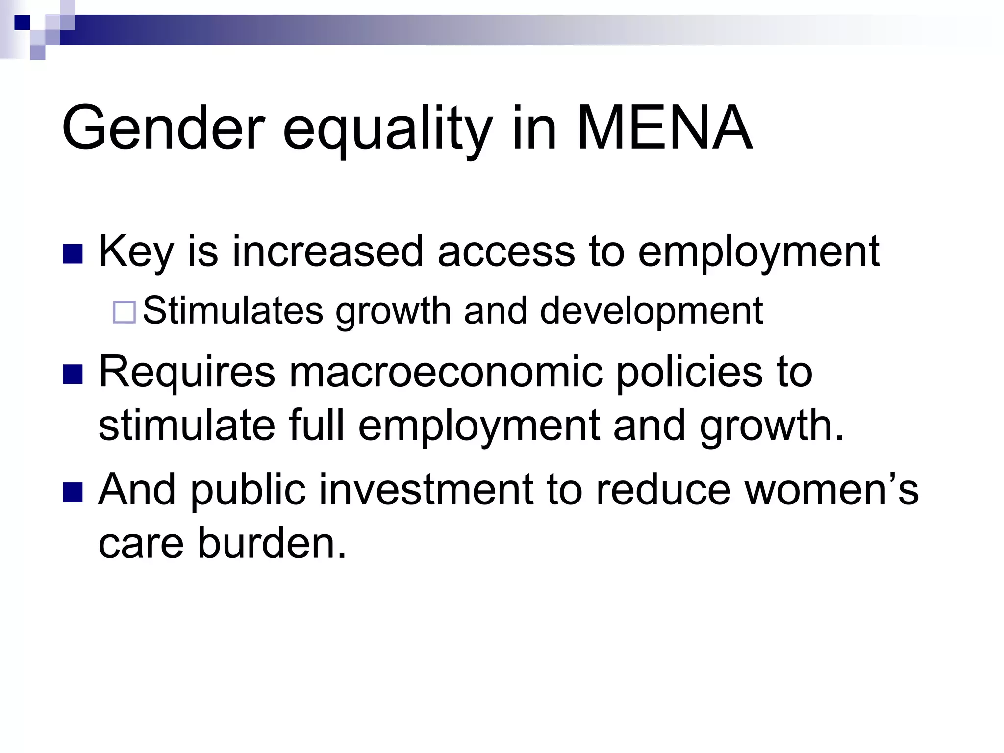 Gender equality matters for economic development and growth: Lessons ...