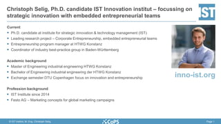 Erfolgreiche Implementierung von Corporate Startup Teams - Christoph ...