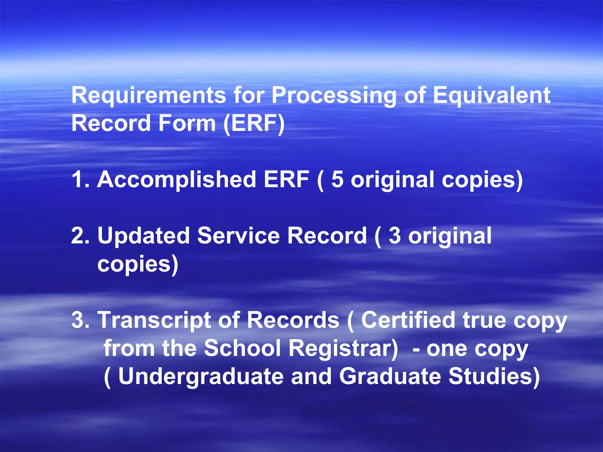 Equivalent Record Form Application Procedures | PPT